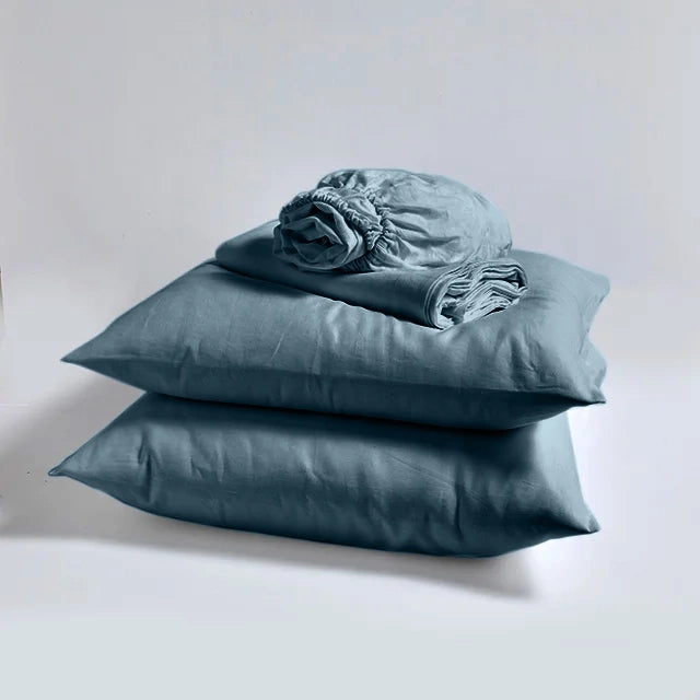 Ensemble de draps de lit en lin bleu | Linenshed
