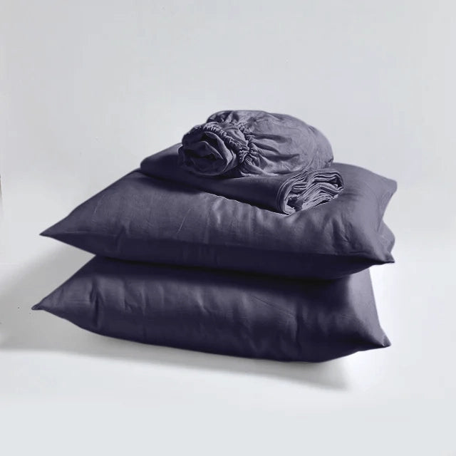 Ensemble de draps de lit en lin bleu nuit | Linenshed