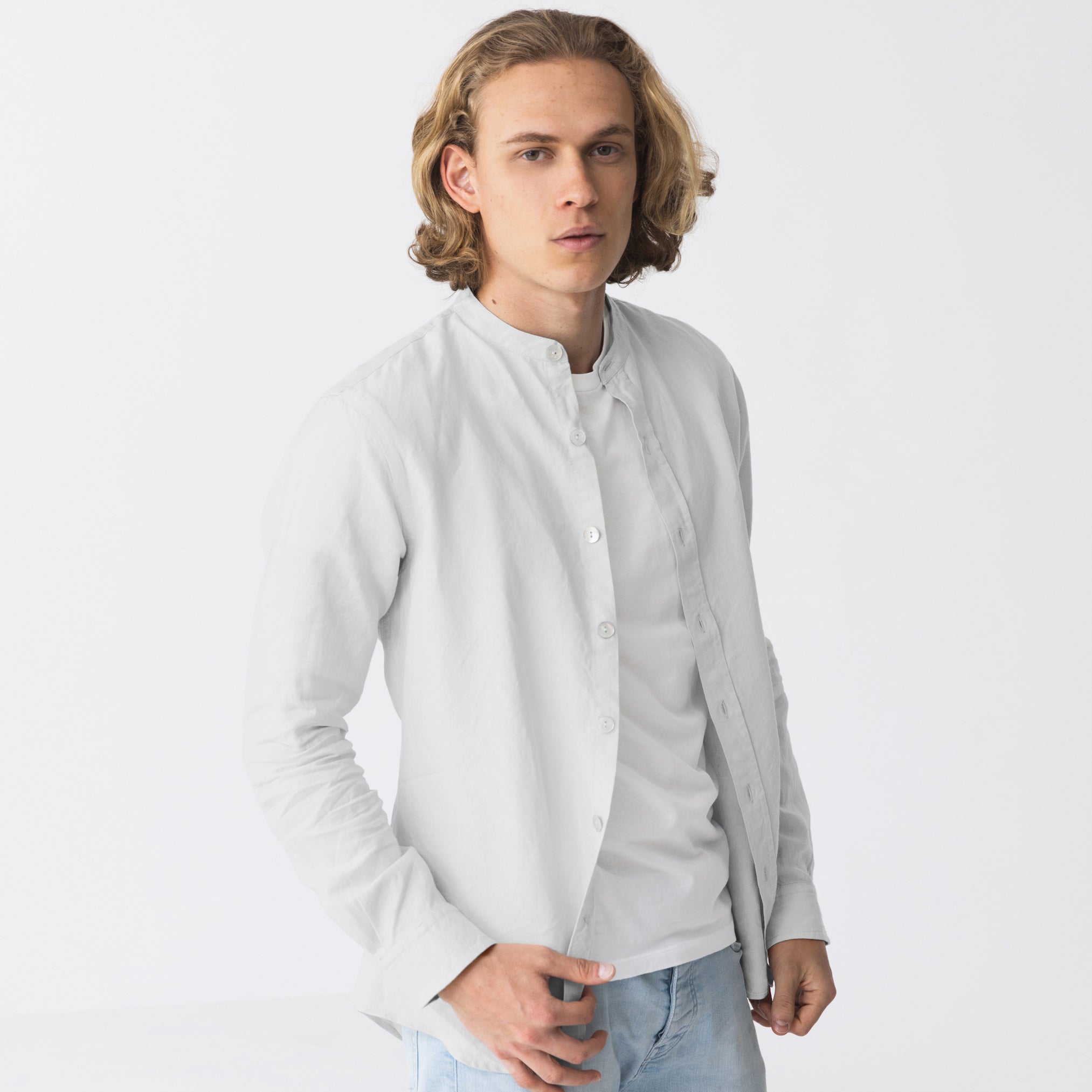 Chemise en lin col mao homme blanc | Linenshed